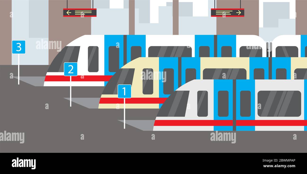 Empty train station,transportation concept,flat vector illustration ...