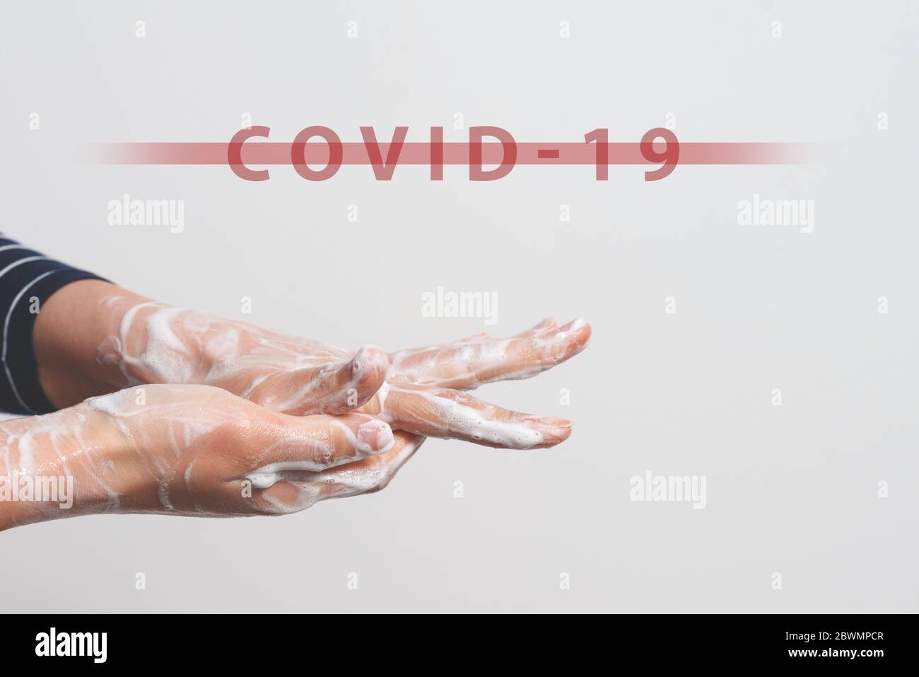 Hygiene to protect human health from viruses, hand washing with soap ...