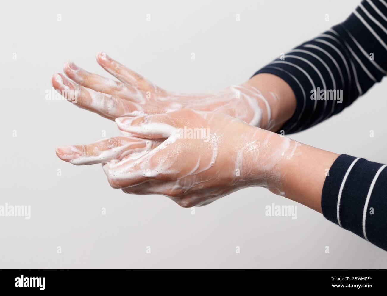 Hygiene to protect human health from viruses, hand washing with soap ...