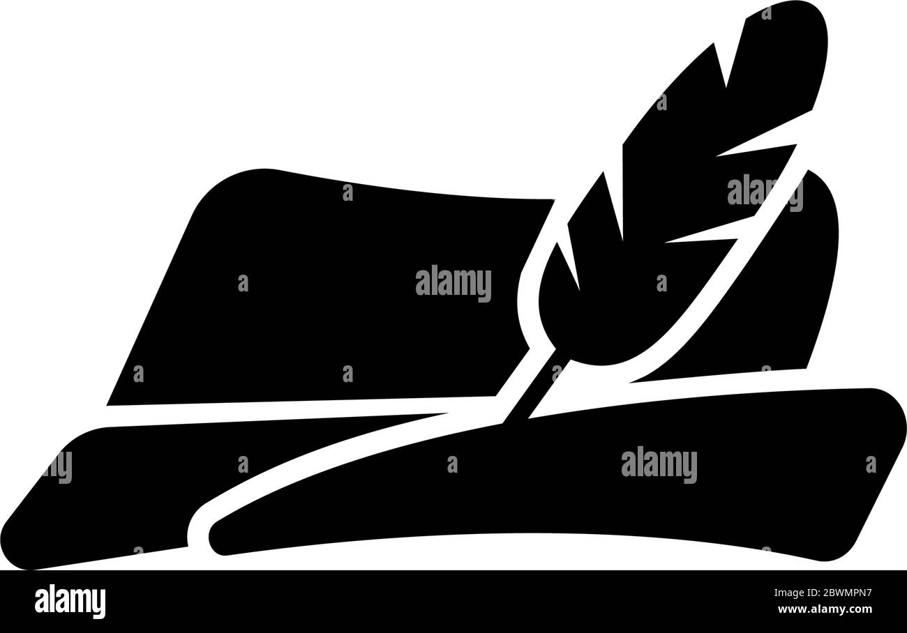 Traditional Hunter Hat with Feather. Flat Vector Icon illustration ...