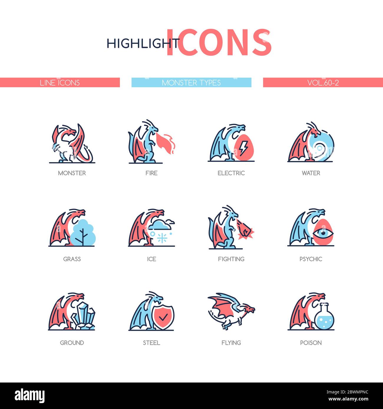 Water monster line icon Cut Out Stock Images & Pictures - Alamy