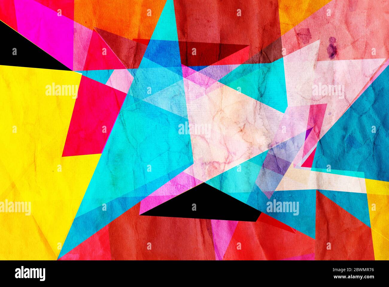 Watercolor abstract retro raster color background with geometric ...