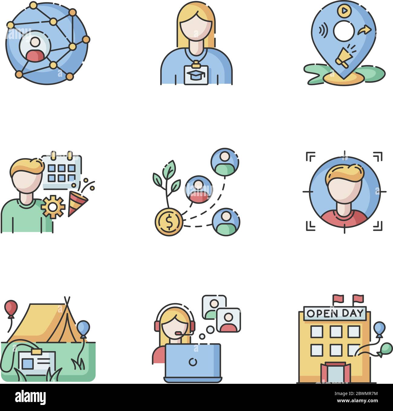 Networking RGB color icons set Stock Vector Image & Art - Alamy