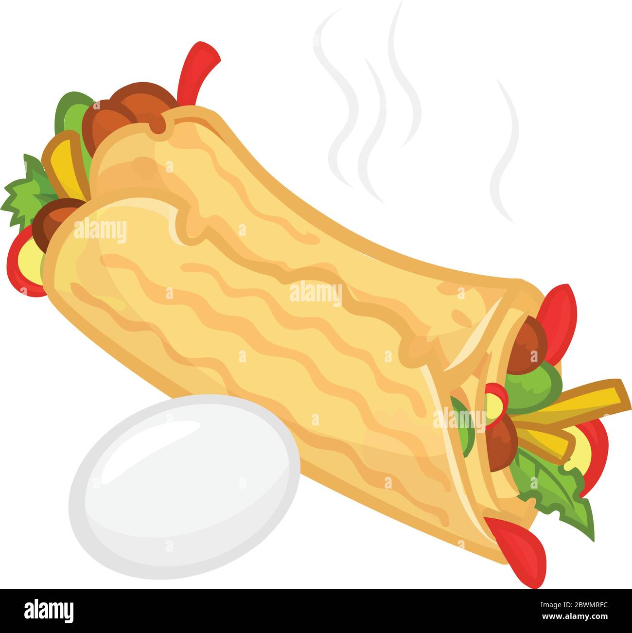Cartoon falafel roll and egg icon. Street food icons. Vector isolated ...