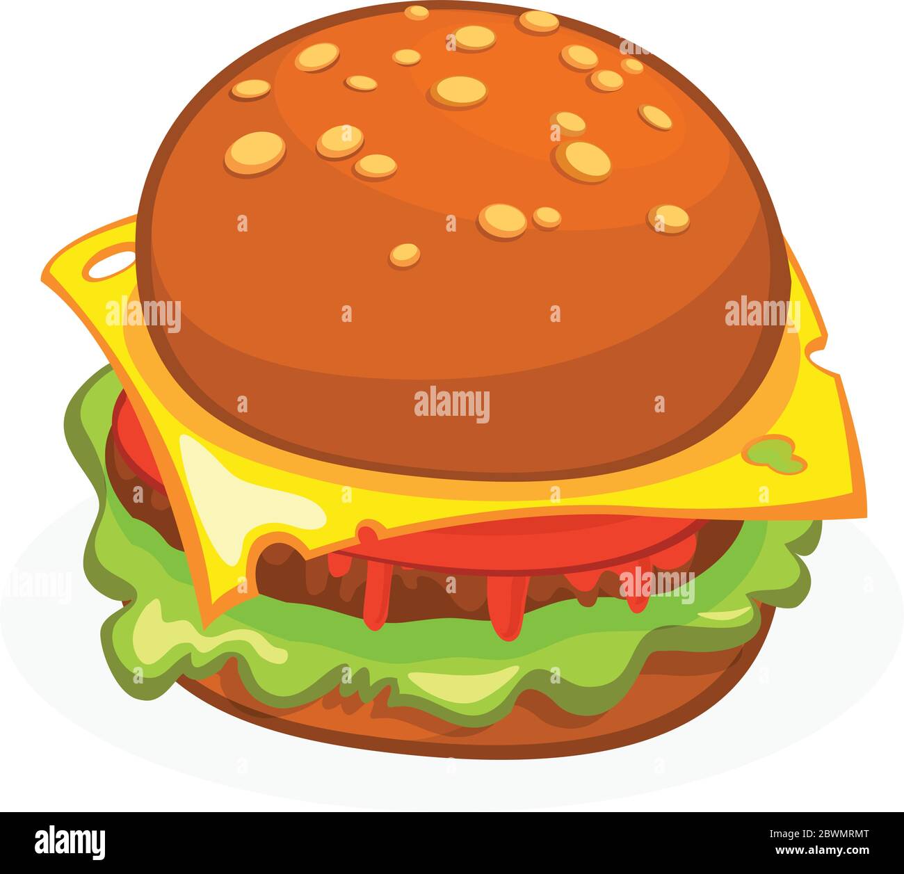 Cartoon Cheeseburger or Hamburger icon. Hamburger vector illustration ...