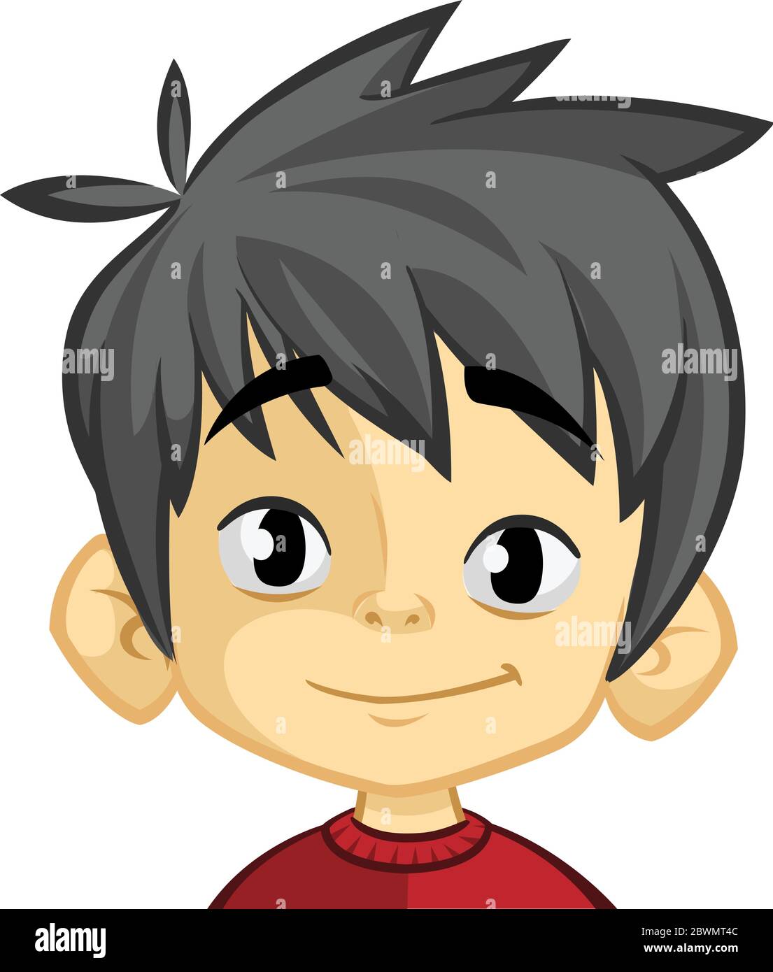 Happy cheerful boy laughing. Vector illustration of a little kid face ...