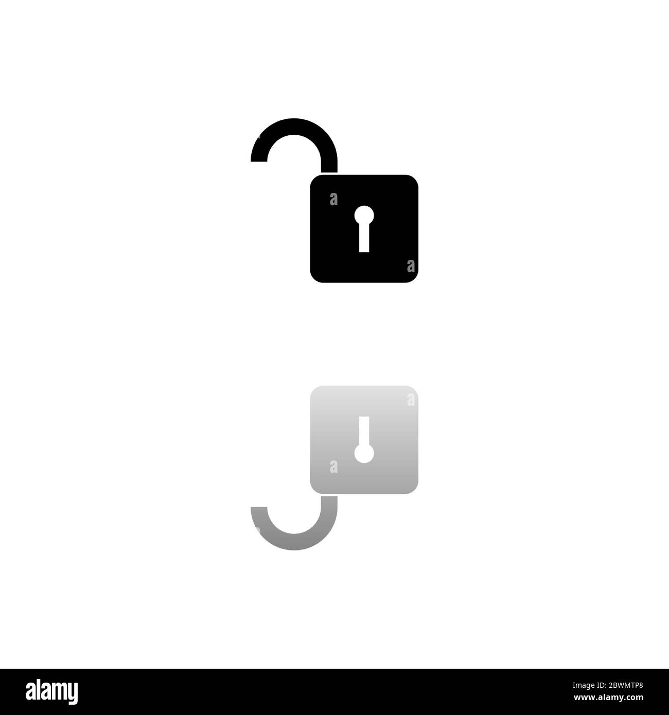 Unlock. Black symbol on white background. Simple illustration. Flat ...