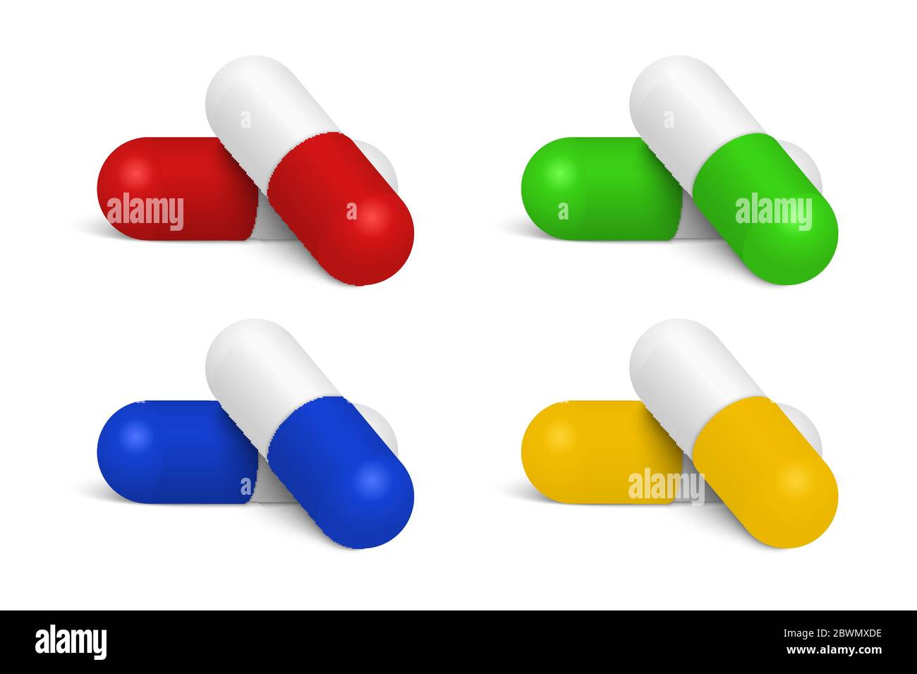 Vector realistic medical pill set isolated on white background Stock ...