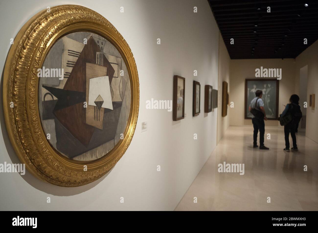 A painting is seen displayed during the exhibition of "Dialogues with ...