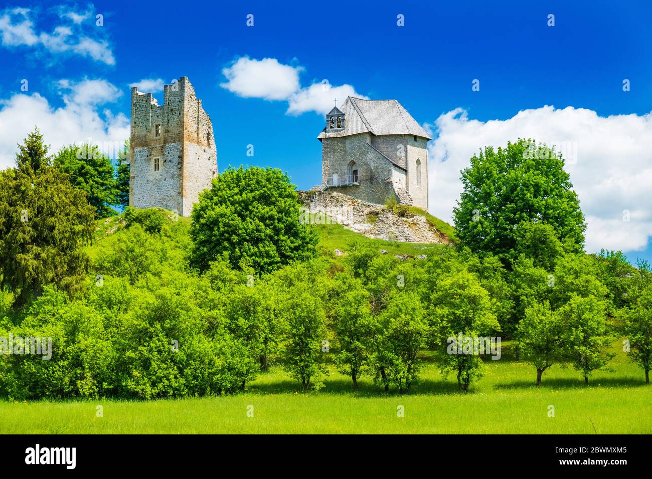 Croatia, region of Lika, beautiful green countryside landscape and ...