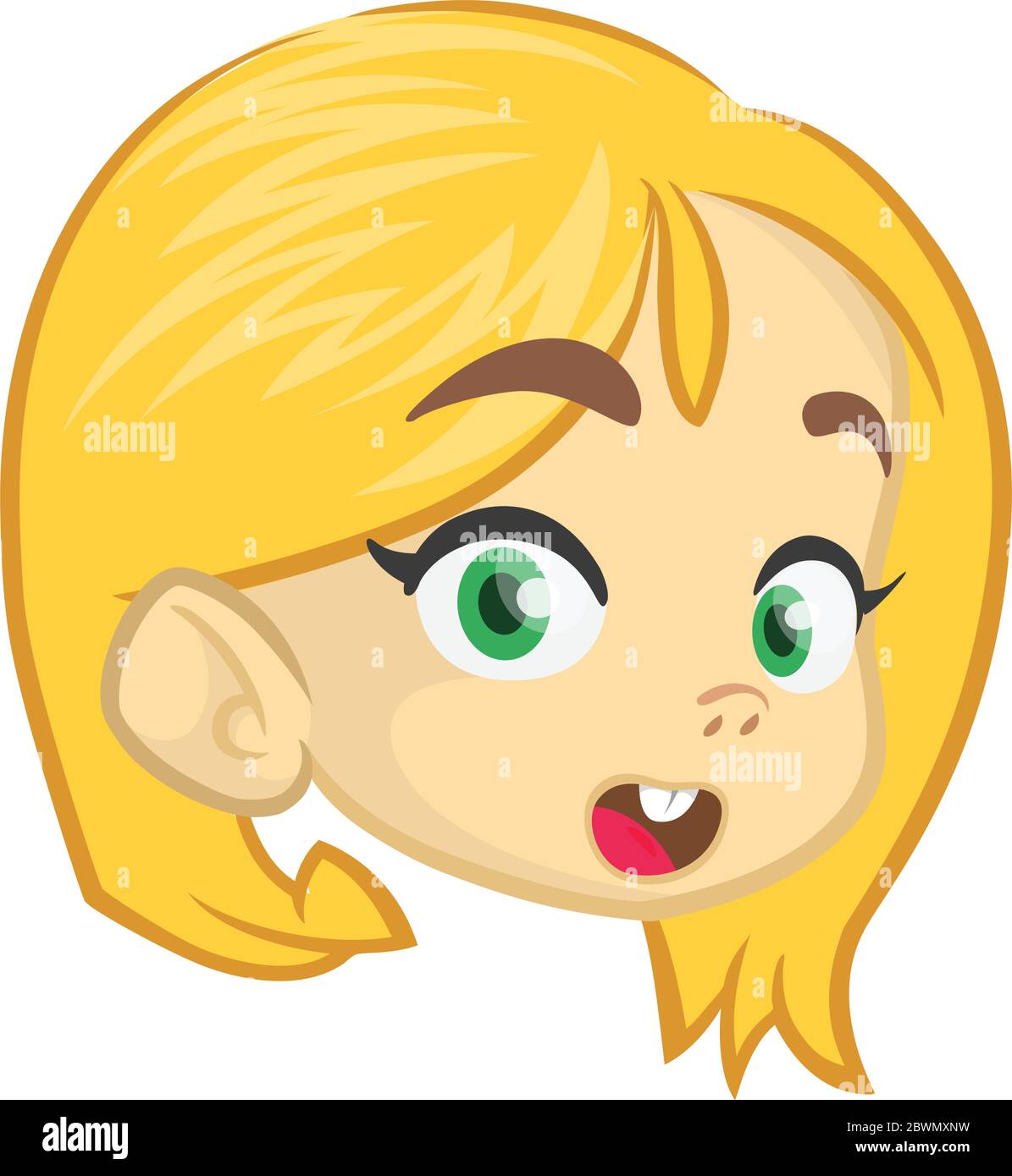 Cartoon girl exciting. Cute cartoon vector girl face expressions Stock ...