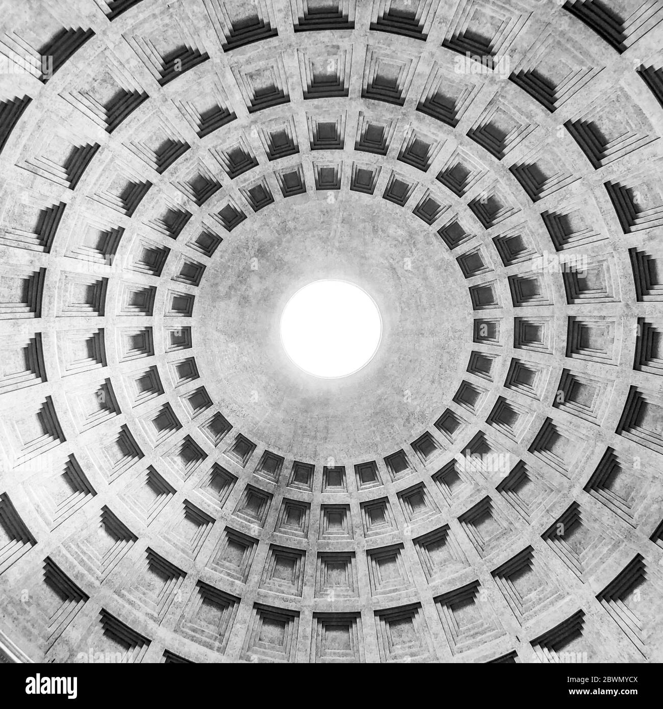 ROME, ITALY - MAY 05, 2019: Monumental ceiling of Pantheon - church and ...