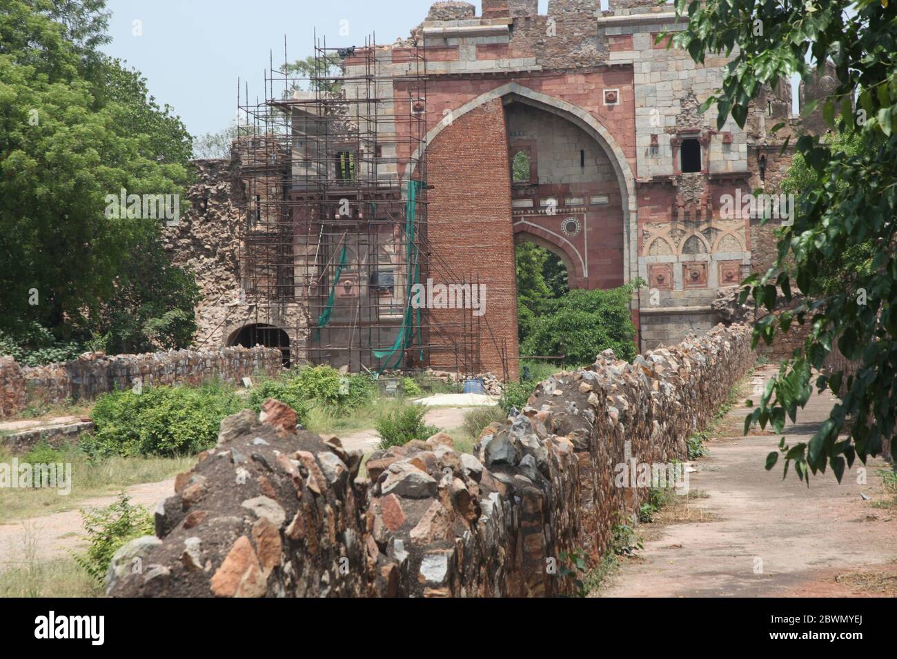 Old Fort (Purana Qila), New Delhi. Purana Qila is a 16th century fort ...