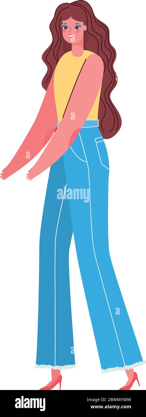 Isolated avatar woman cartoon with casual cloth vector design Stock ...