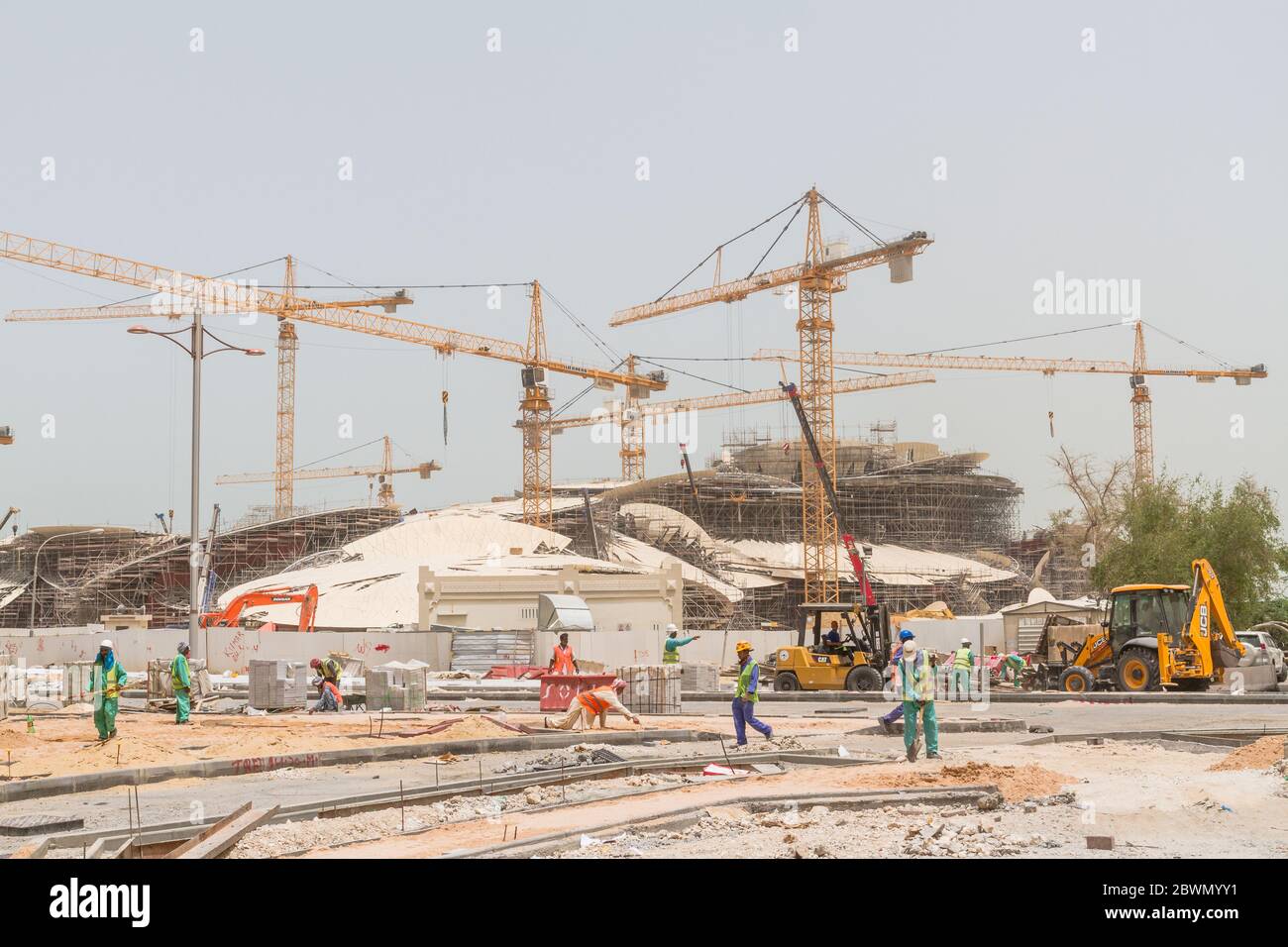 Doha, Qatar, Apr 23, 2015: view of the construction site of National ...