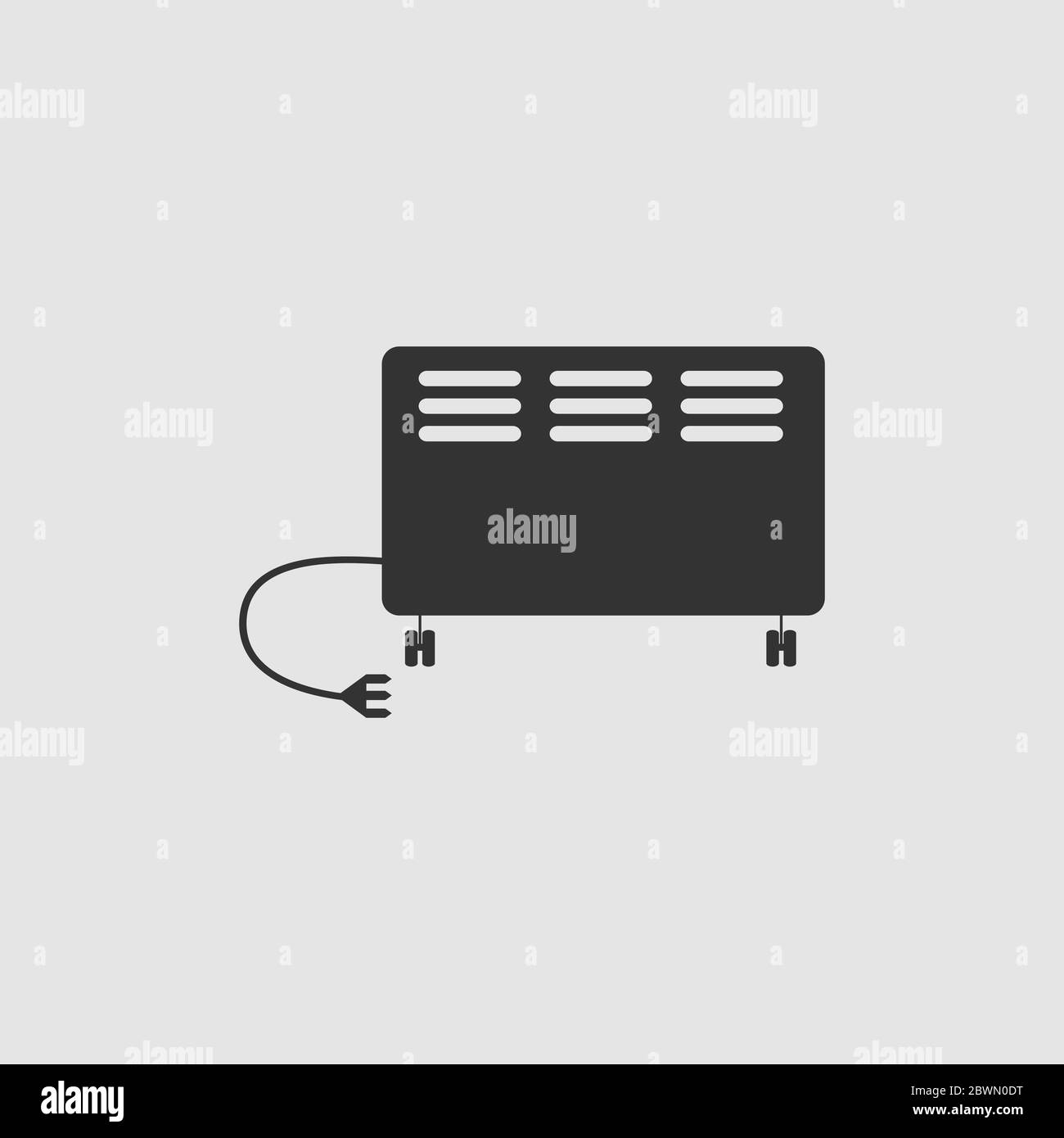 Electric heater icon flat. Black pictogram on grey background. Vector ...