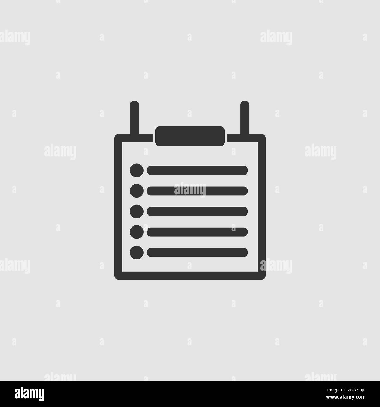 Checklist icon flat. Black pictogram on grey background. Vector ...