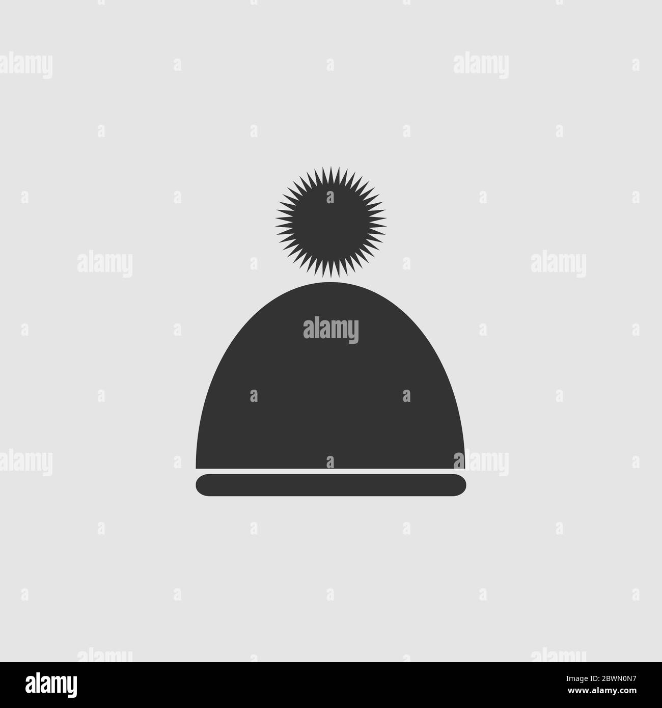Winter snowboard cap icon flat. Black pictogram on grey background ...