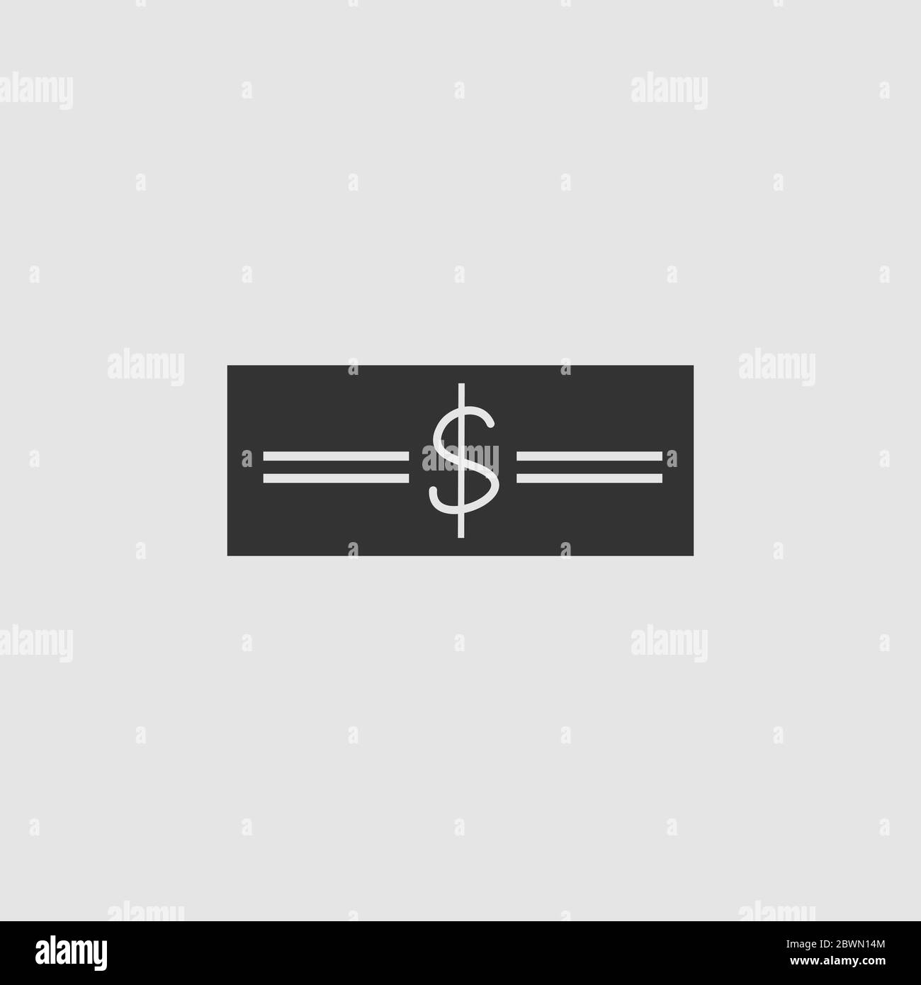 Money icon flat. Black pictogram on grey background. Vector ...