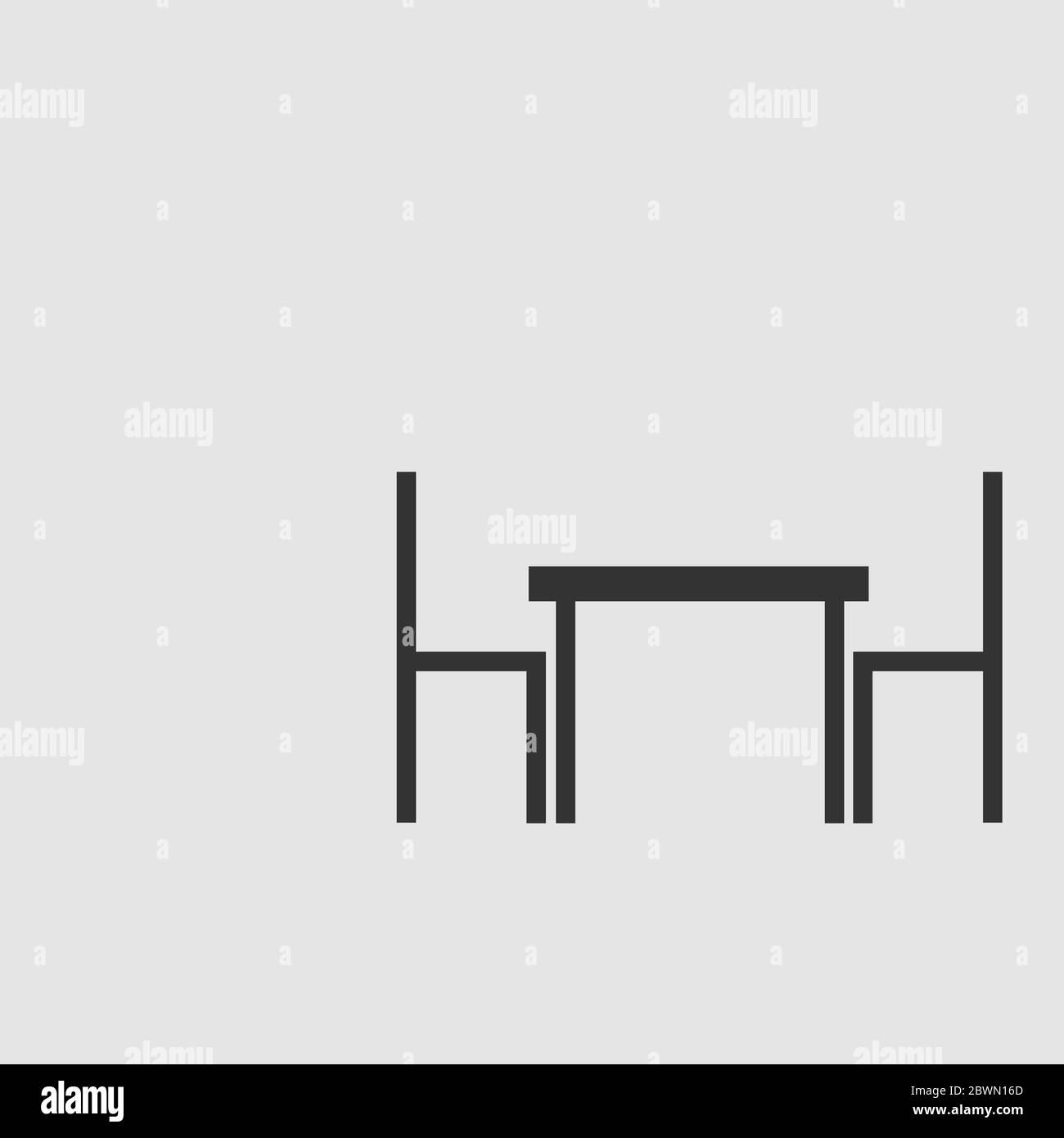 Table with chairs icon flat. Black pictogram on grey background. Vector ...