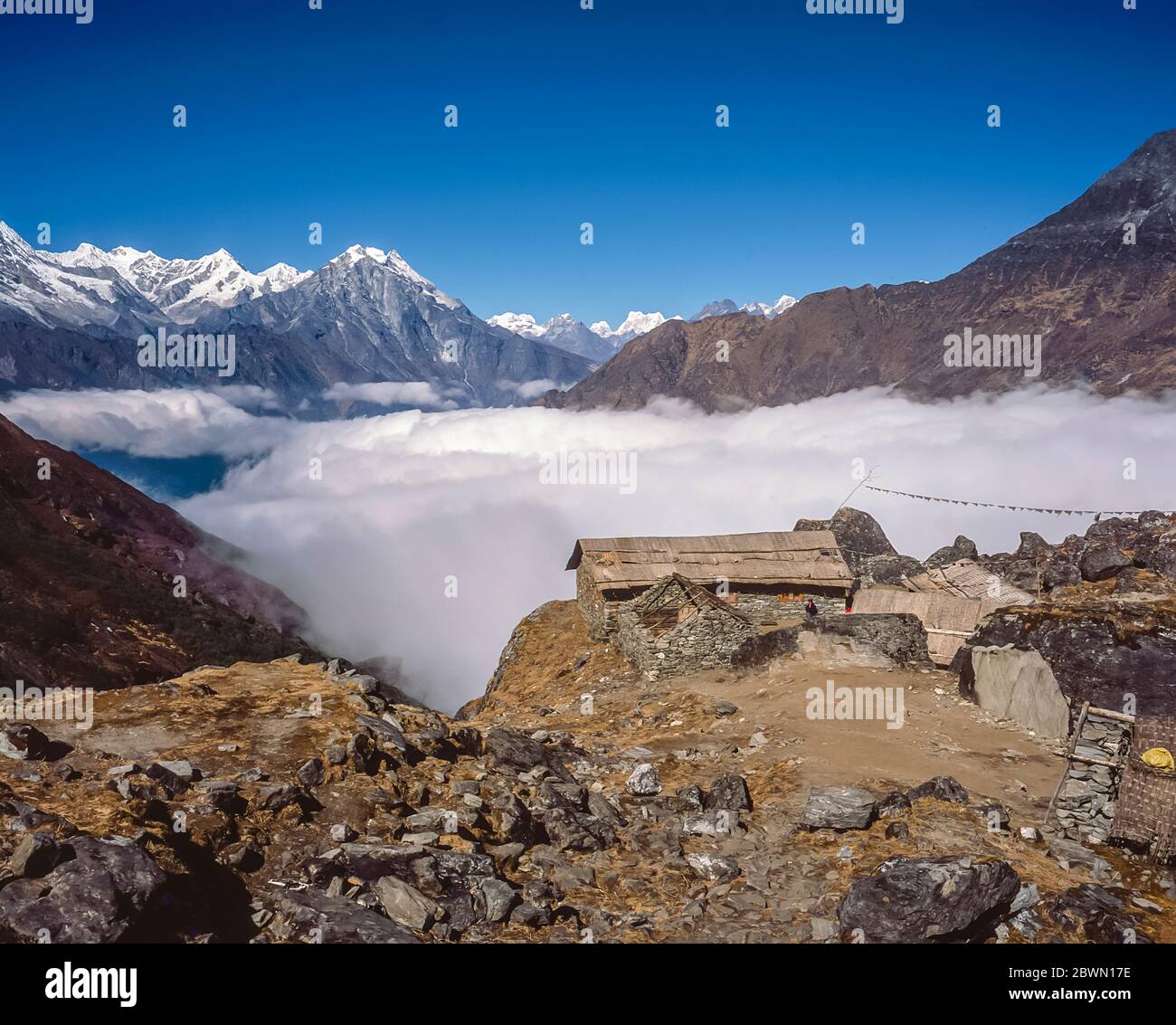 Nepal. Trek to Mera Peak. At Paiya camp leading to the Arun and Hinka ...