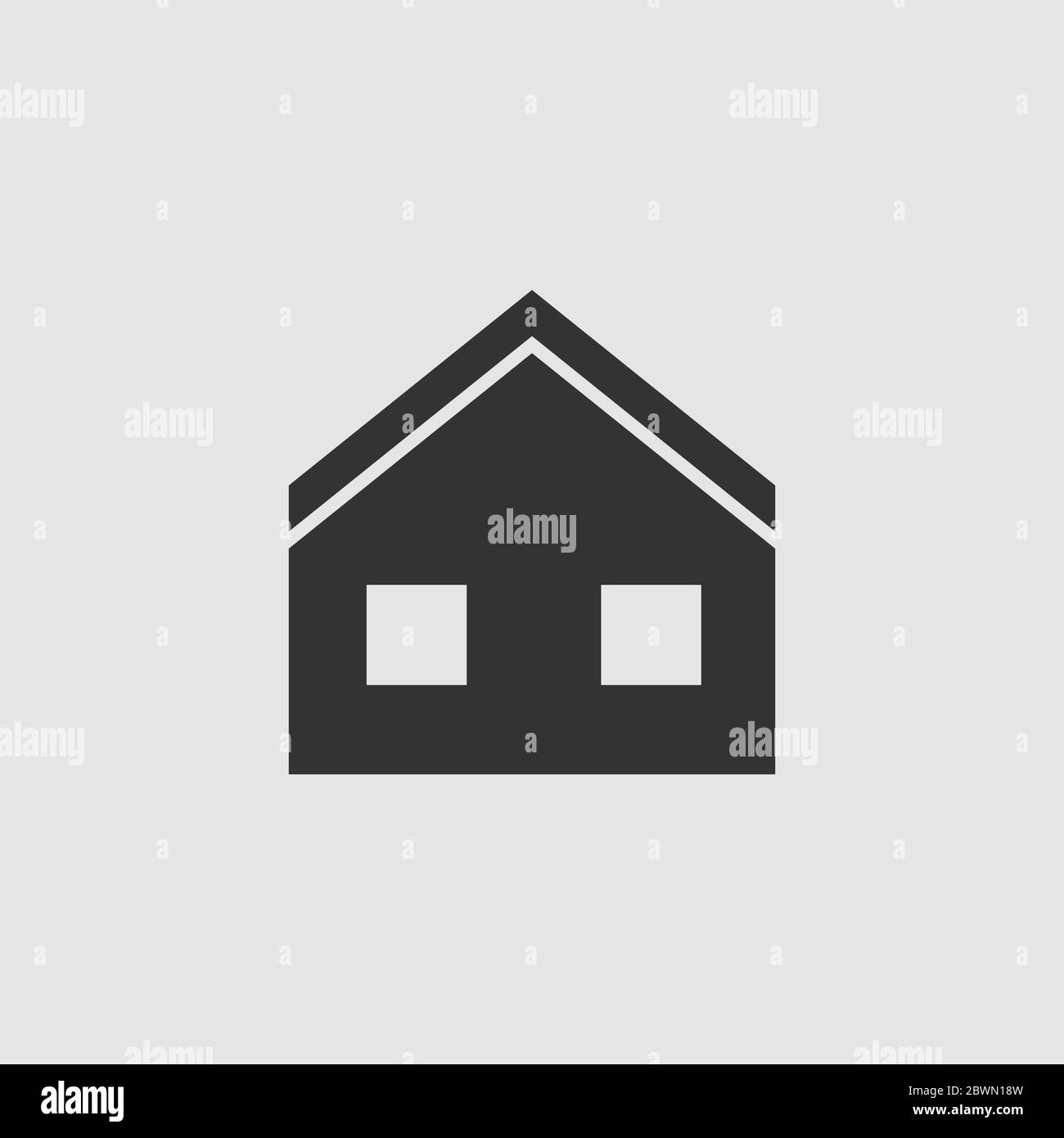 House icon flat. Black pictogram on grey background. Vector ...
