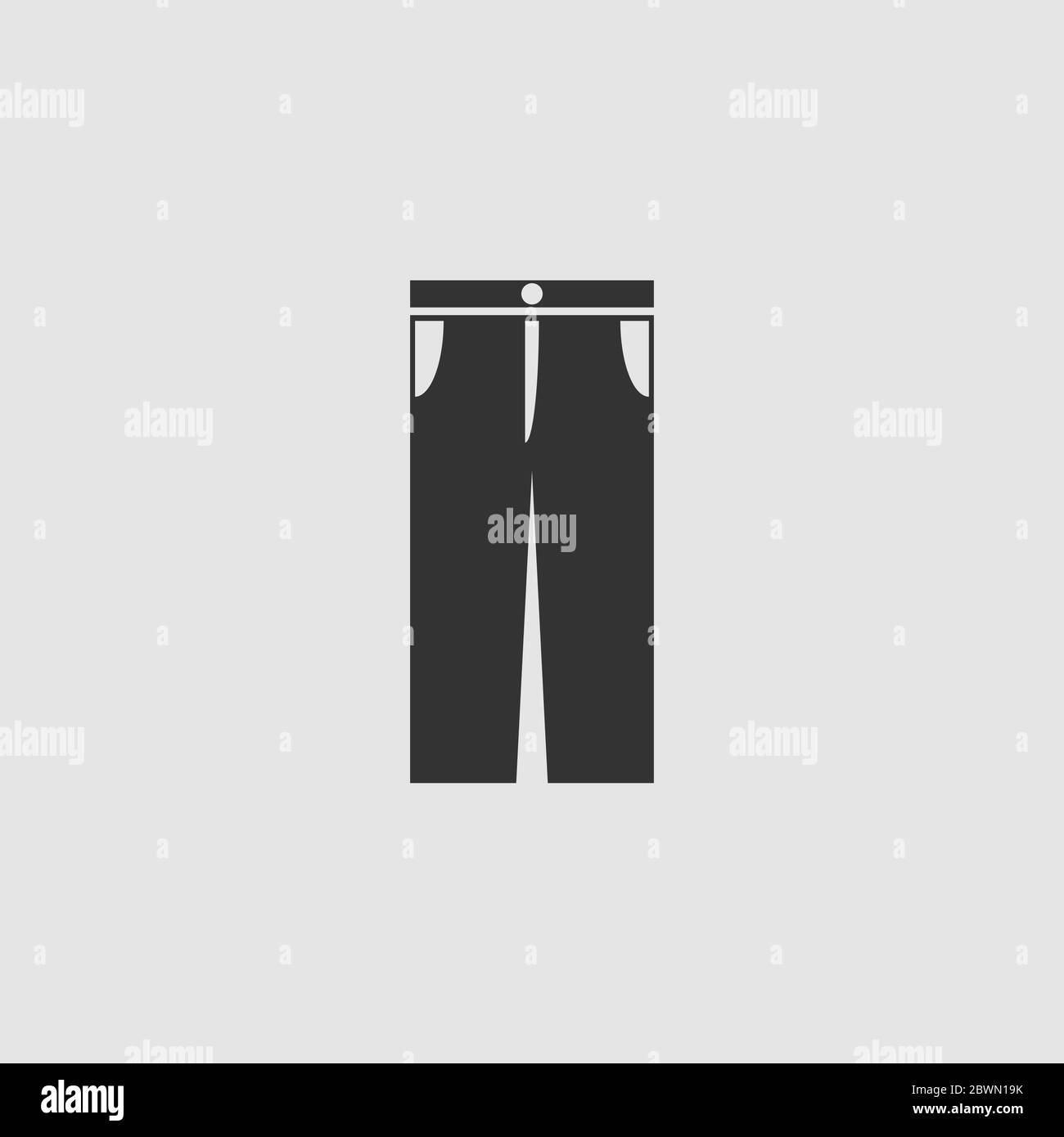 Jeans pants icon flat. Black pictogram on grey background. Vector ...