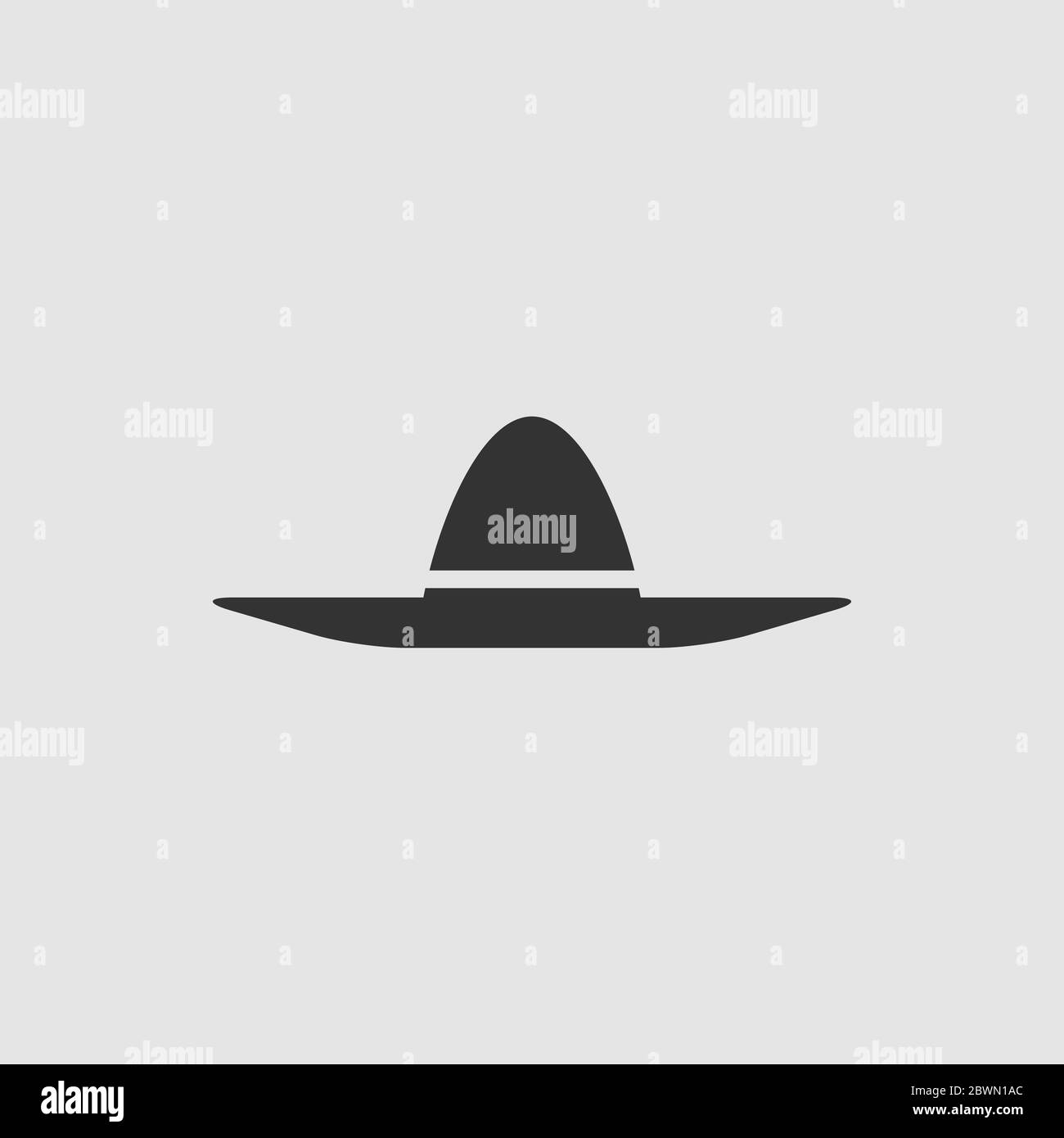 Sombrero icon flat. Black pictogram on grey background. Vector ...