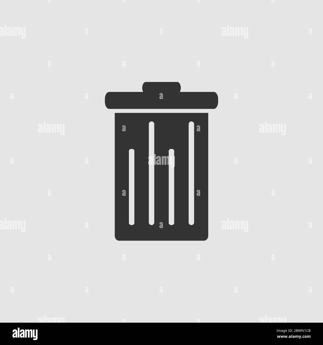 Trash can icon flat. Black pictogram on grey background. Vector ...