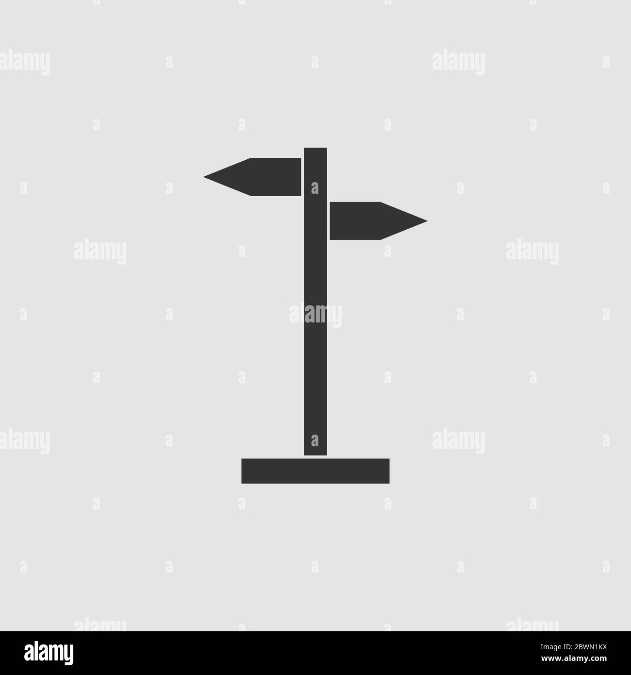 Signpost icon flat. Black pictogram on grey background. Vector ...