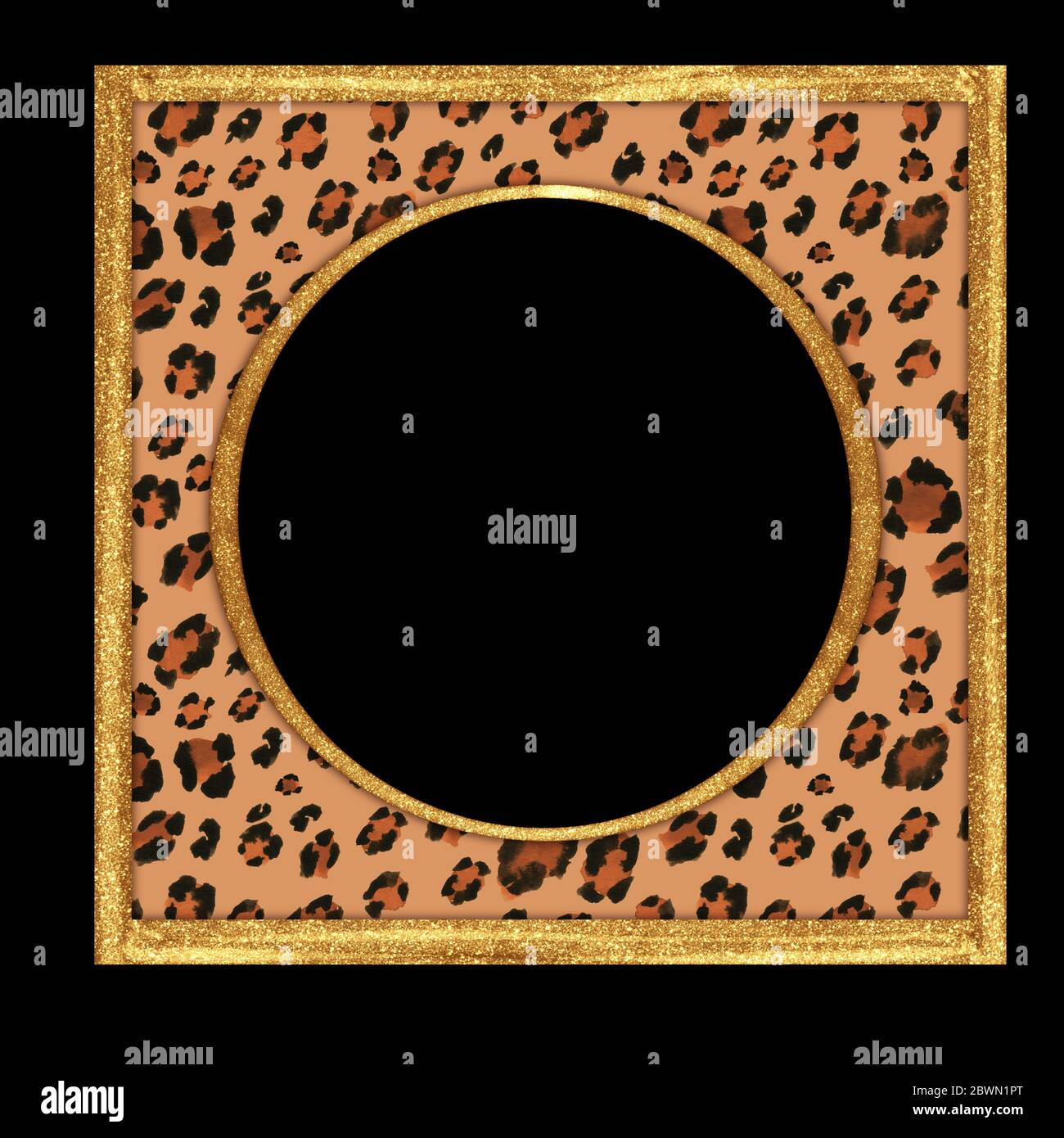 Golden frame with leopard print. Element for design Stock Photo - Alamy
