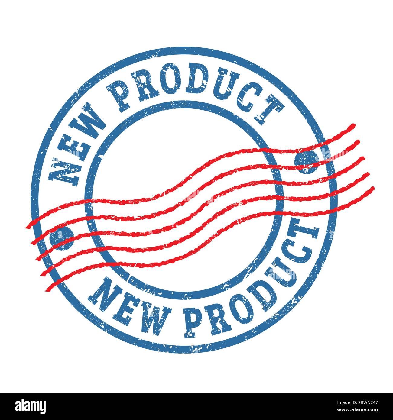 NEW PRODUCT blue red round stamp Stock Photo - Alamy