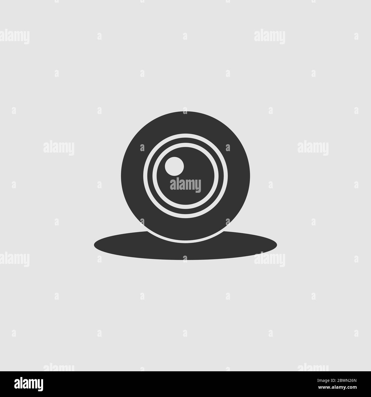 Web camera icon flat. Black pictogram on grey background. Vector ...