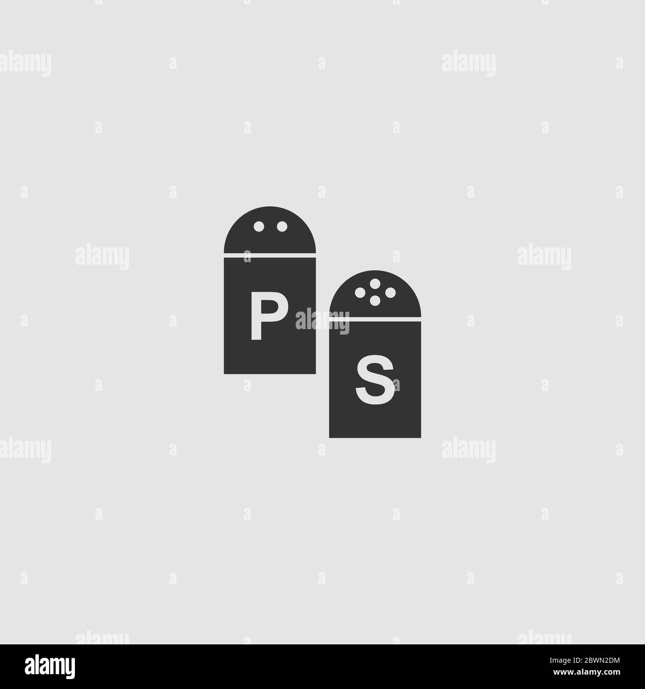 Salt and pepper icon flat. Black pictogram on grey background. Vector illustration symbol Stock ...