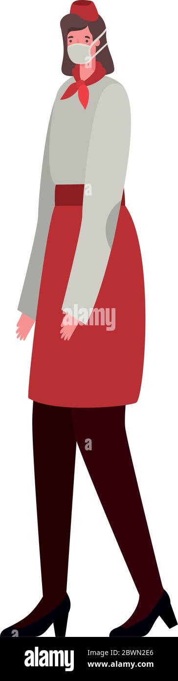 Female waitress with mask vector design Stock Vector Image & Art - Alamy