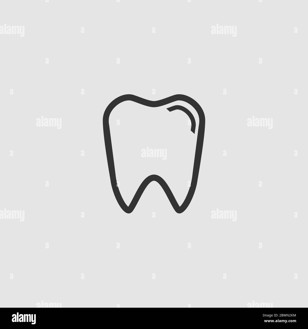 Tooth icon flat. Black pictogram on grey background. Vector ...