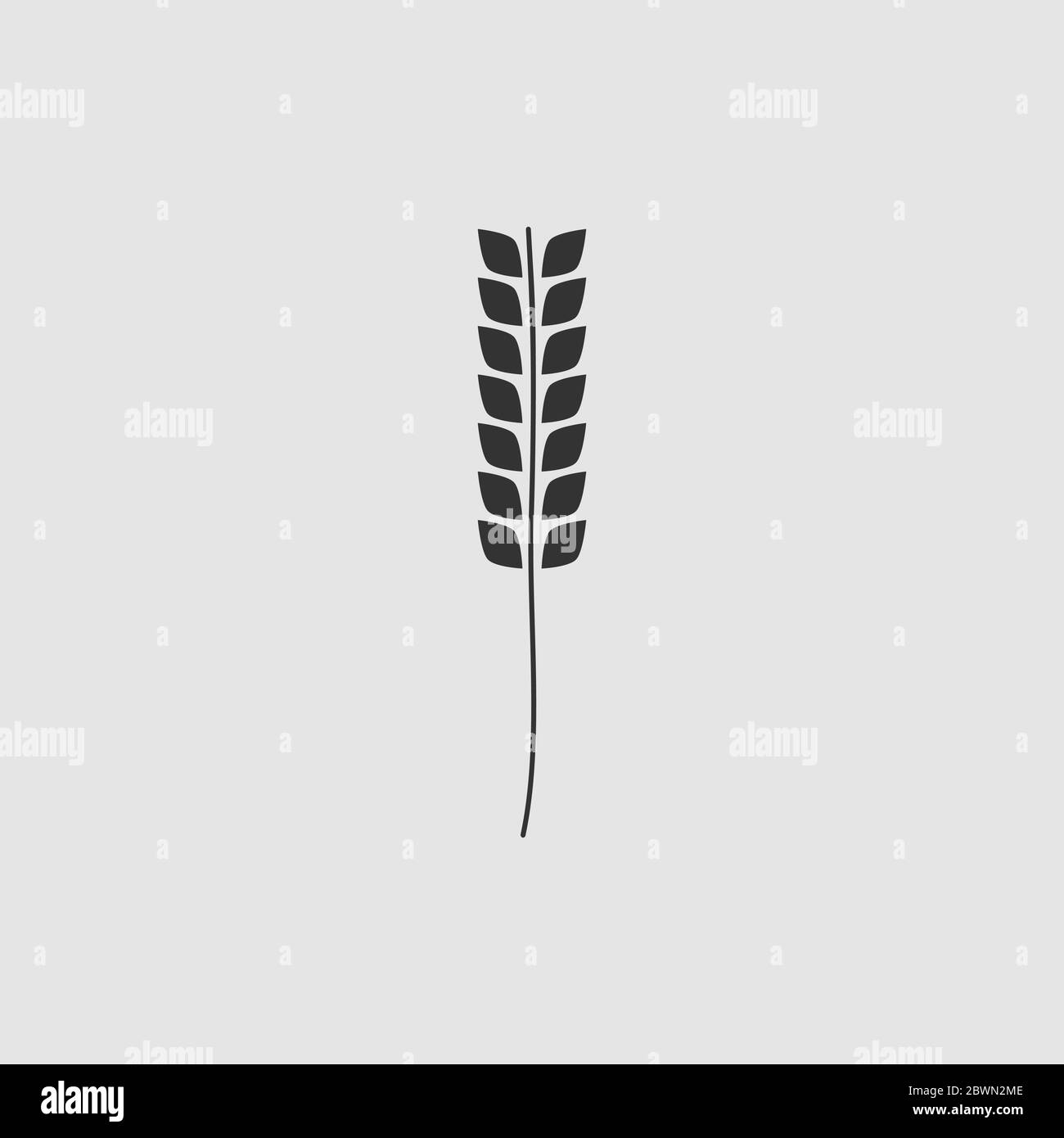 Wheat icon flat. Black pictogram on grey background. Vector illustration symbol Stock Vector ...