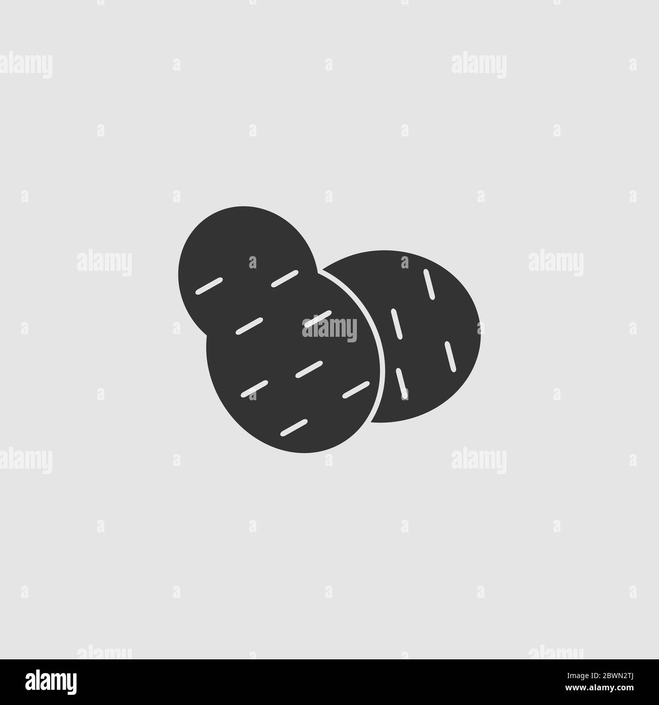 Potato icon flat. Black pictogram on grey background. Vector ...