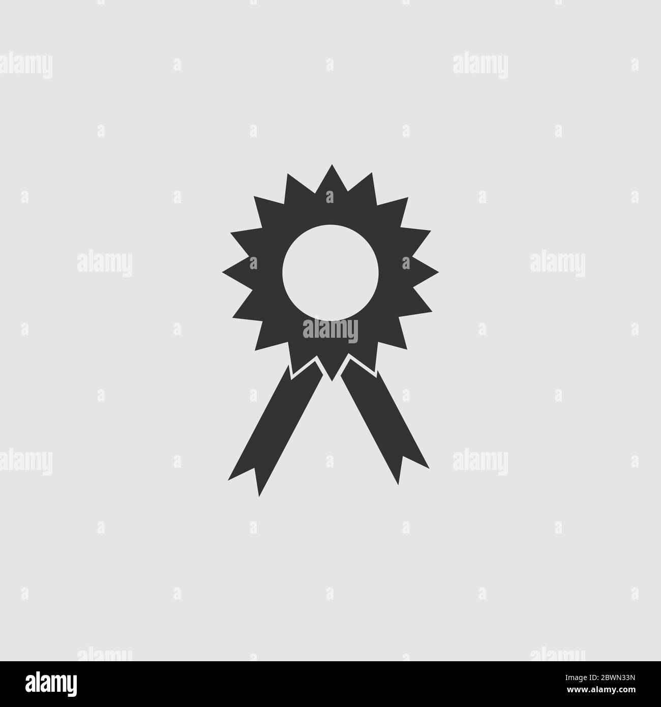 Award icon flat. Black pictogram on grey background. Vector ...
