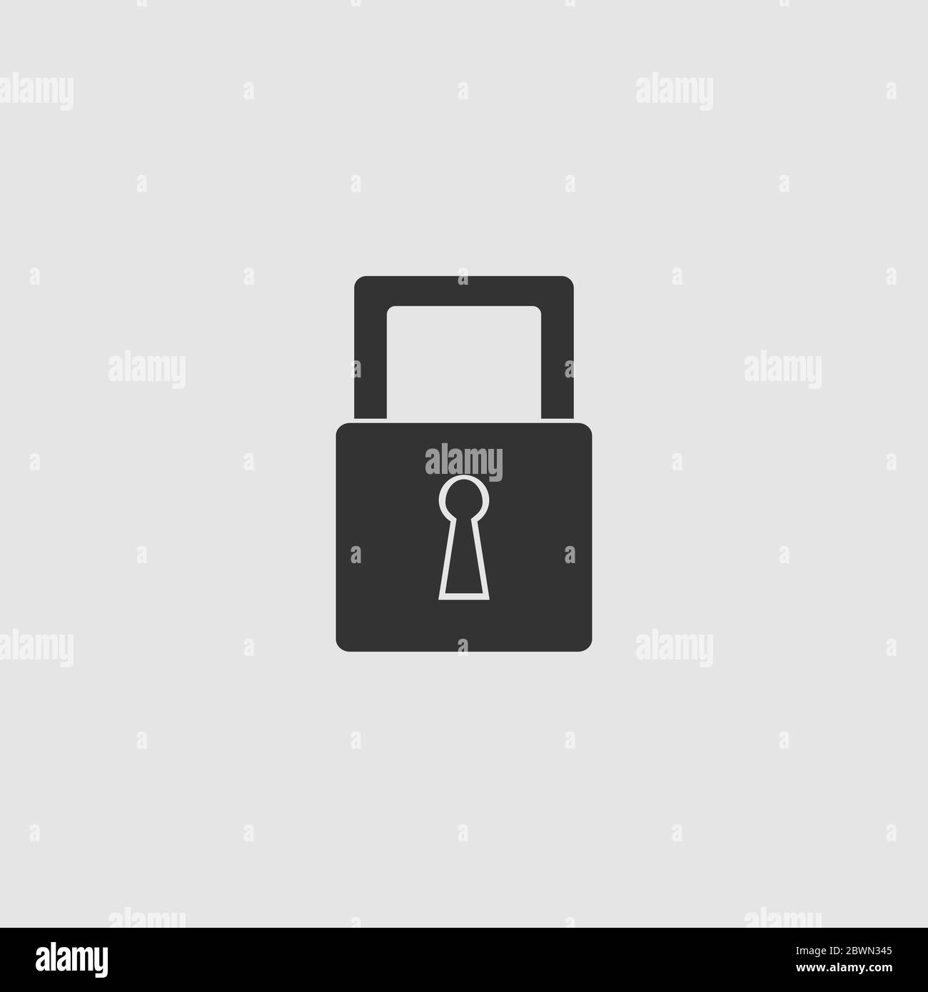 Padlock icon icon flat. Black pictogram on grey background. Vector ...