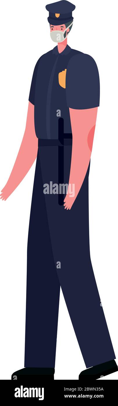 Male police with mask vector design Stock Vector Image & Art - Alamy