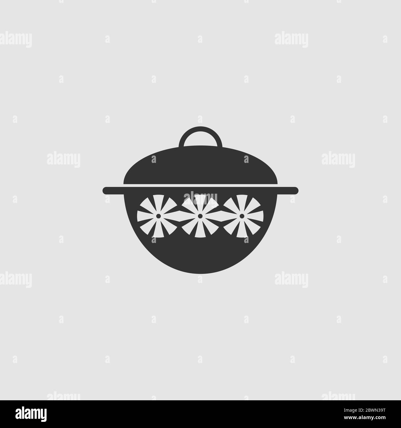 Pot icon flat. Black pictogram on grey background. Vector illustration ...