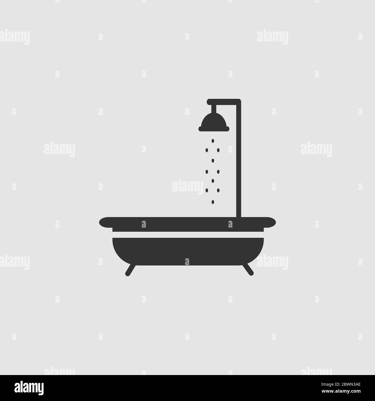 Shower icon flat. Black pictogram on grey background. Vector ...