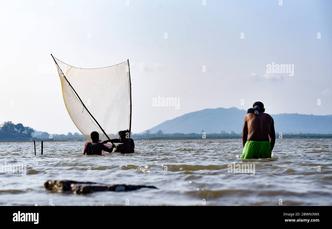 Fisherman fishing in the Brahmaputra river Stock Photo - Alamy