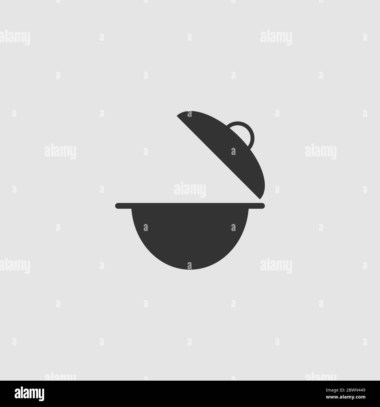Cooking pan icon flat. Black pictogram on grey background. Vector ...