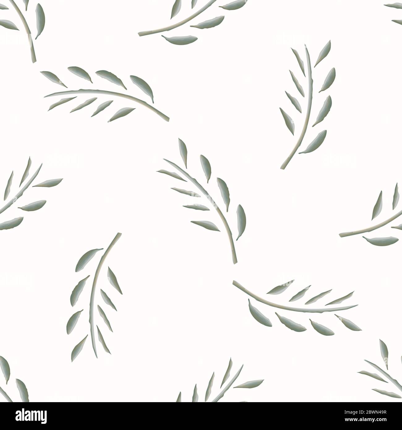 Watercolor Stem Leaf Motif Banner Background. Seamless Pattern Sage ...