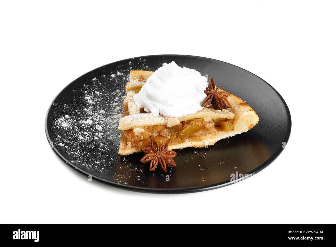 Plate with piece of apple pie isolated on white background Stock Photo ...