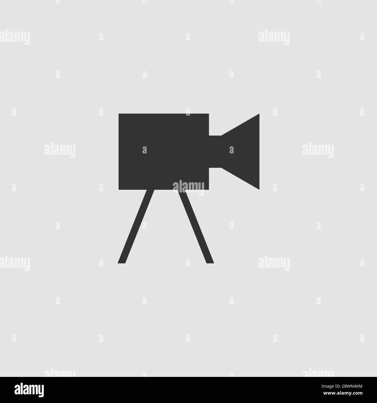 Movie camera icon flat. Black pictogram on grey background. Vector ...