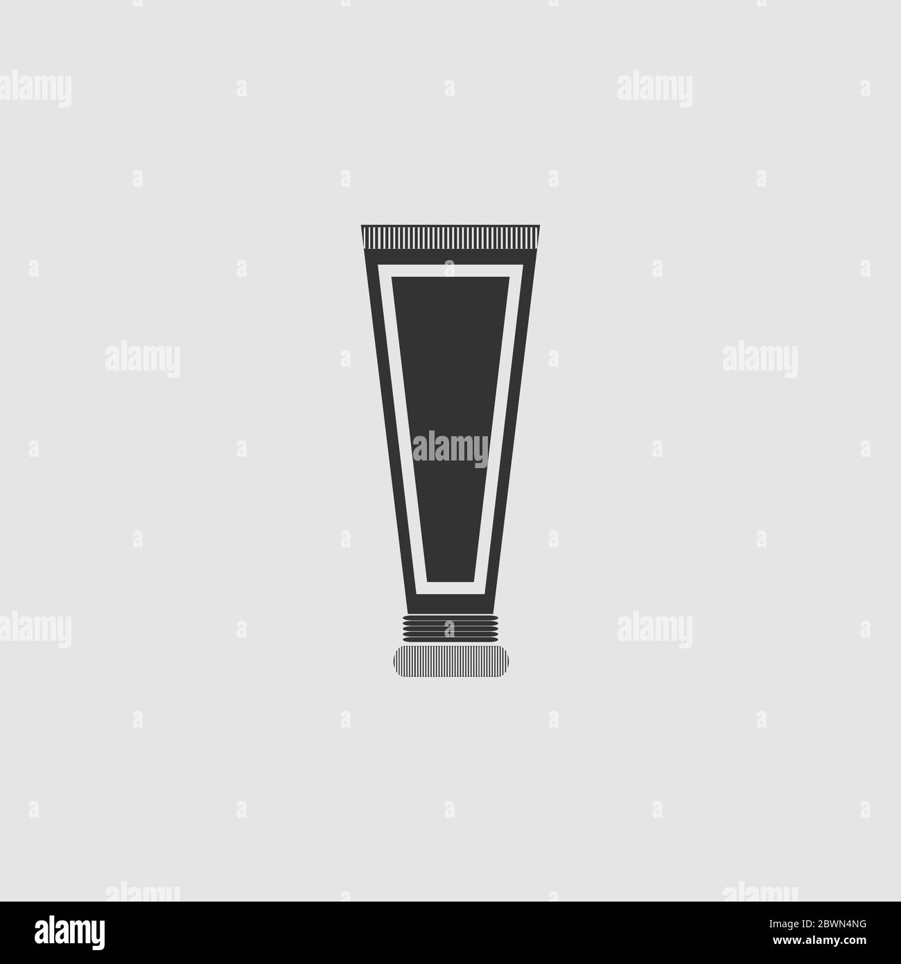 Toothpaste tube icon flat. Black pictogram on grey background. Vector ...