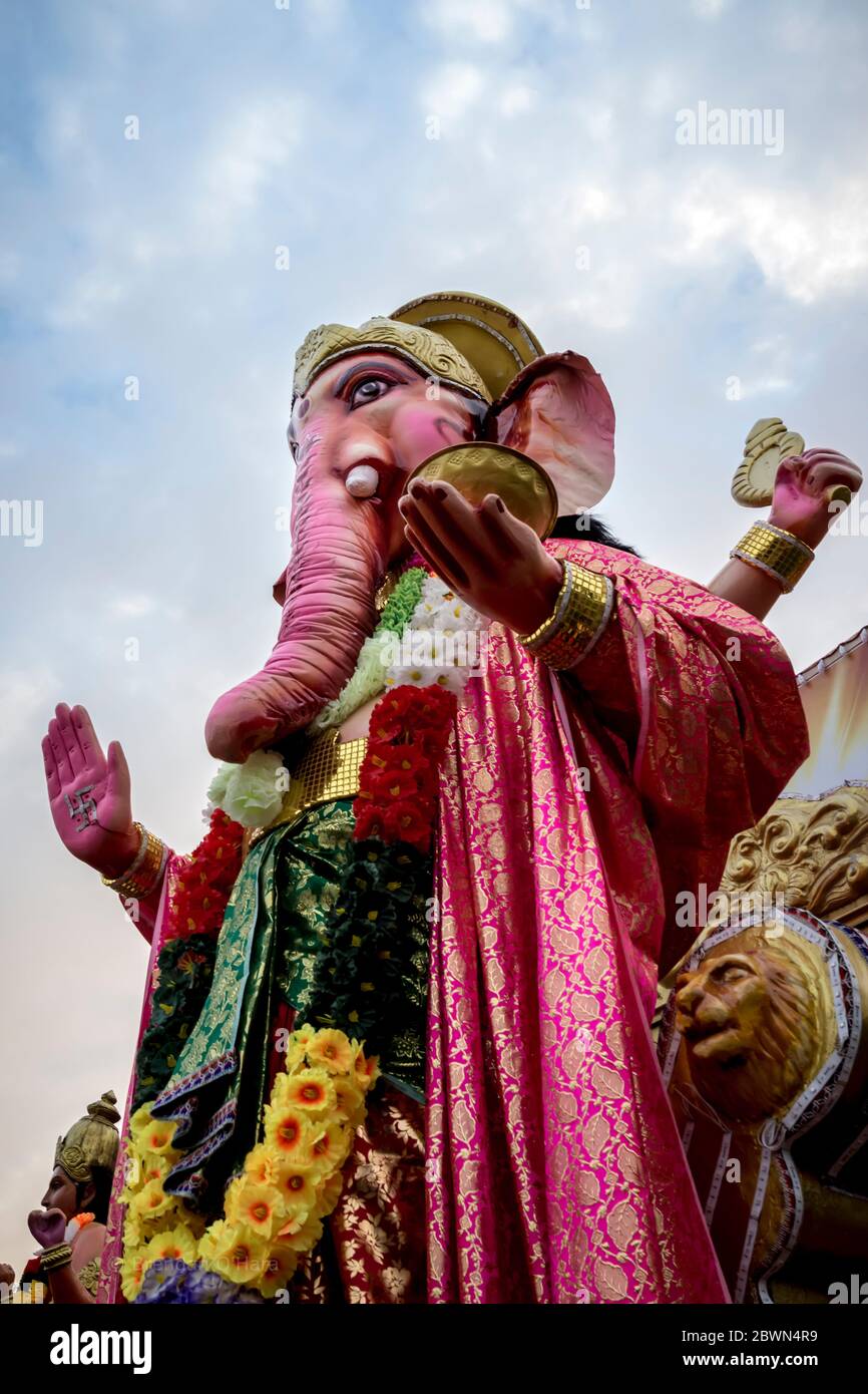 Sculptures of Hindu god Ganesh on parade float in Varkala India Stock ...